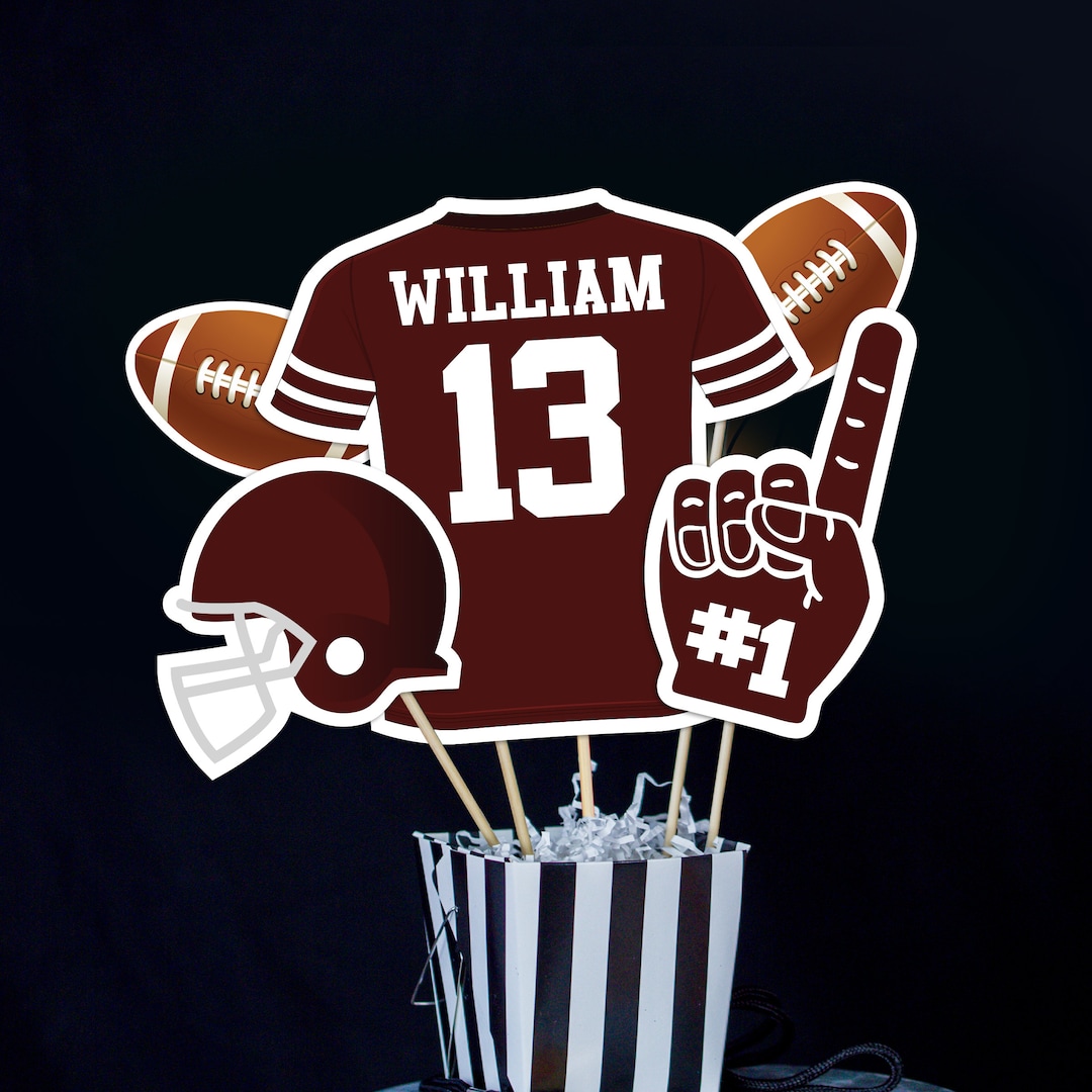 Football Centerpieces in Maroon, Printable Football Birthday Party ...