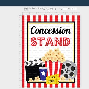 Movie Party Signs in Red, Instant Download Red Movie Party Signs in Red ...