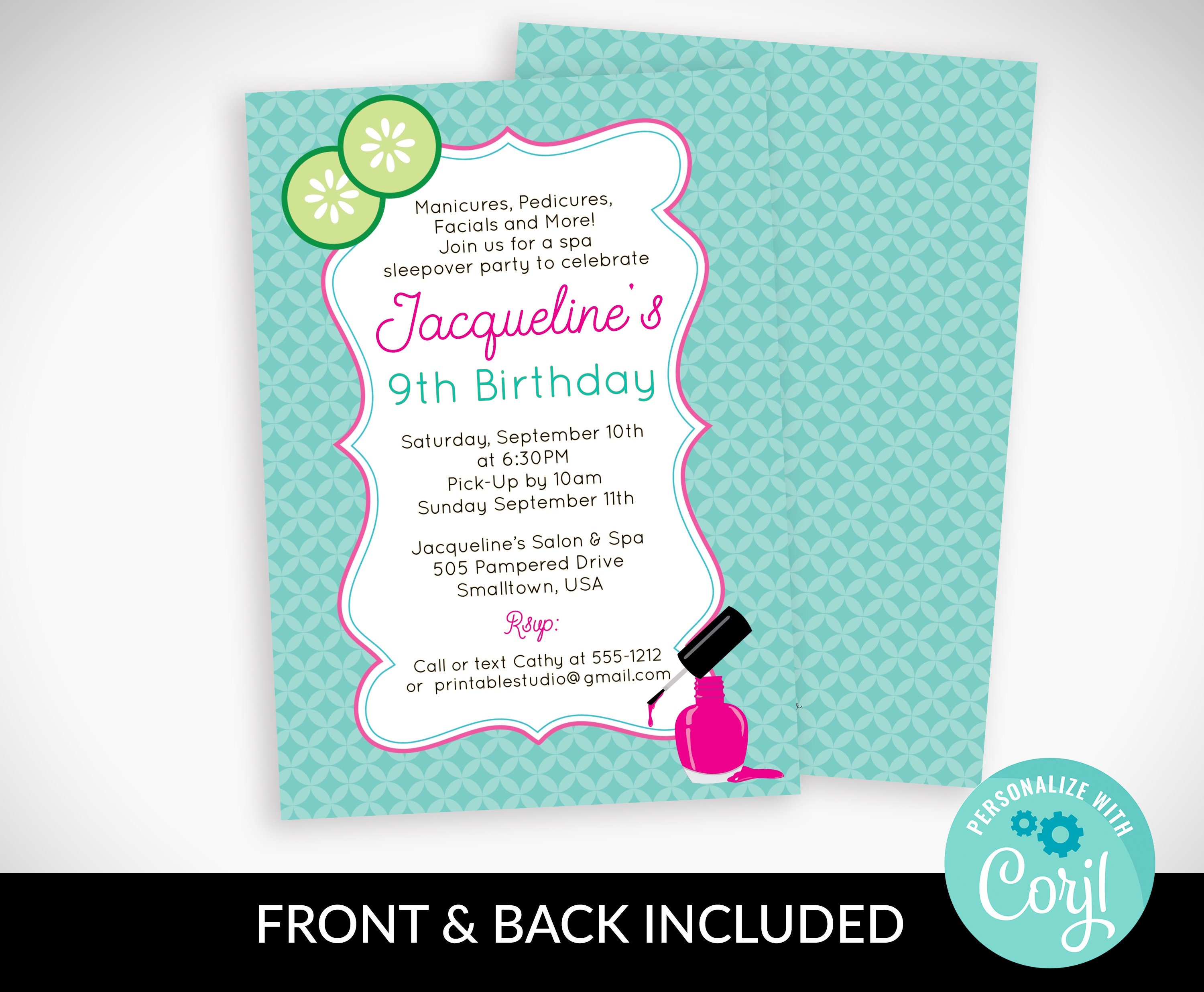 Spa Invitation Printable Spa Invitation Spa Birthday | Etsy