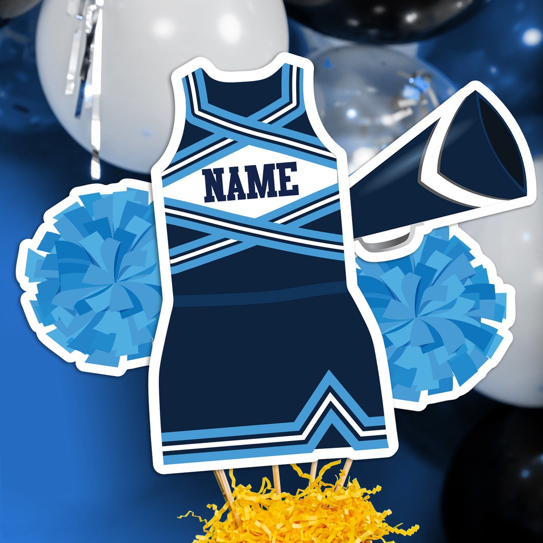 Cheerleading Centerpieces in Navy Light Blue Printable Cheer ...