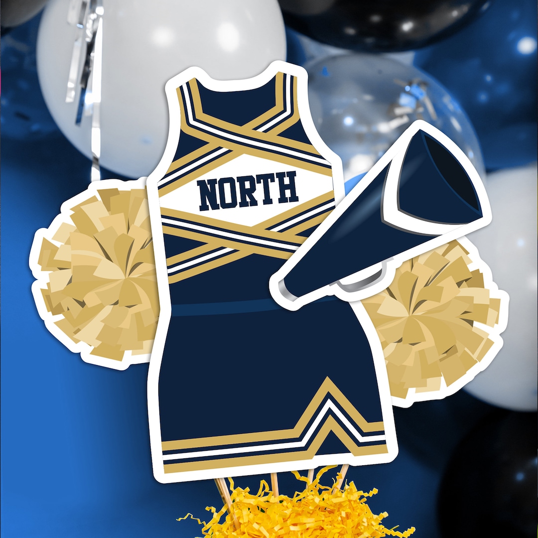 Cheerleading Centerpieces in Navy Gold Printable Cheer Centerpieces ...