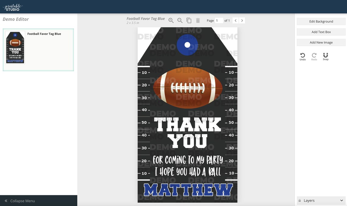 Football Favor Tags Printable Football Party Favor Tags in | Etsy