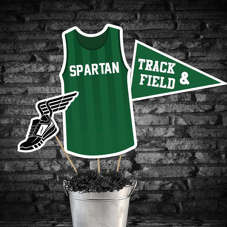 Green Track & Field Centerpieces: Editable Banquet Decorations (digital ...