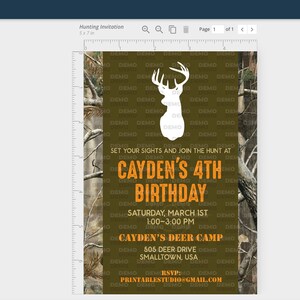 Editable Hunting Birthday Party Invitation, Camo Hunting Birthday ...