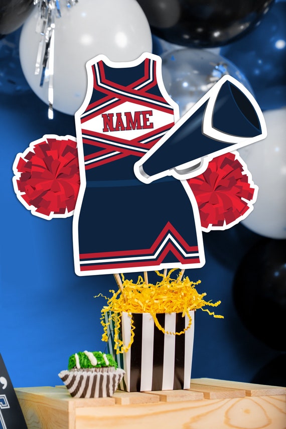 Cheerleading Centerpieces in Navy Red Printable Cheer Centerpieces Navy ...