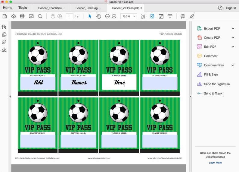 Soccer VIP Pass Printable Soccer VIP Badge Editable VIP | Etsy