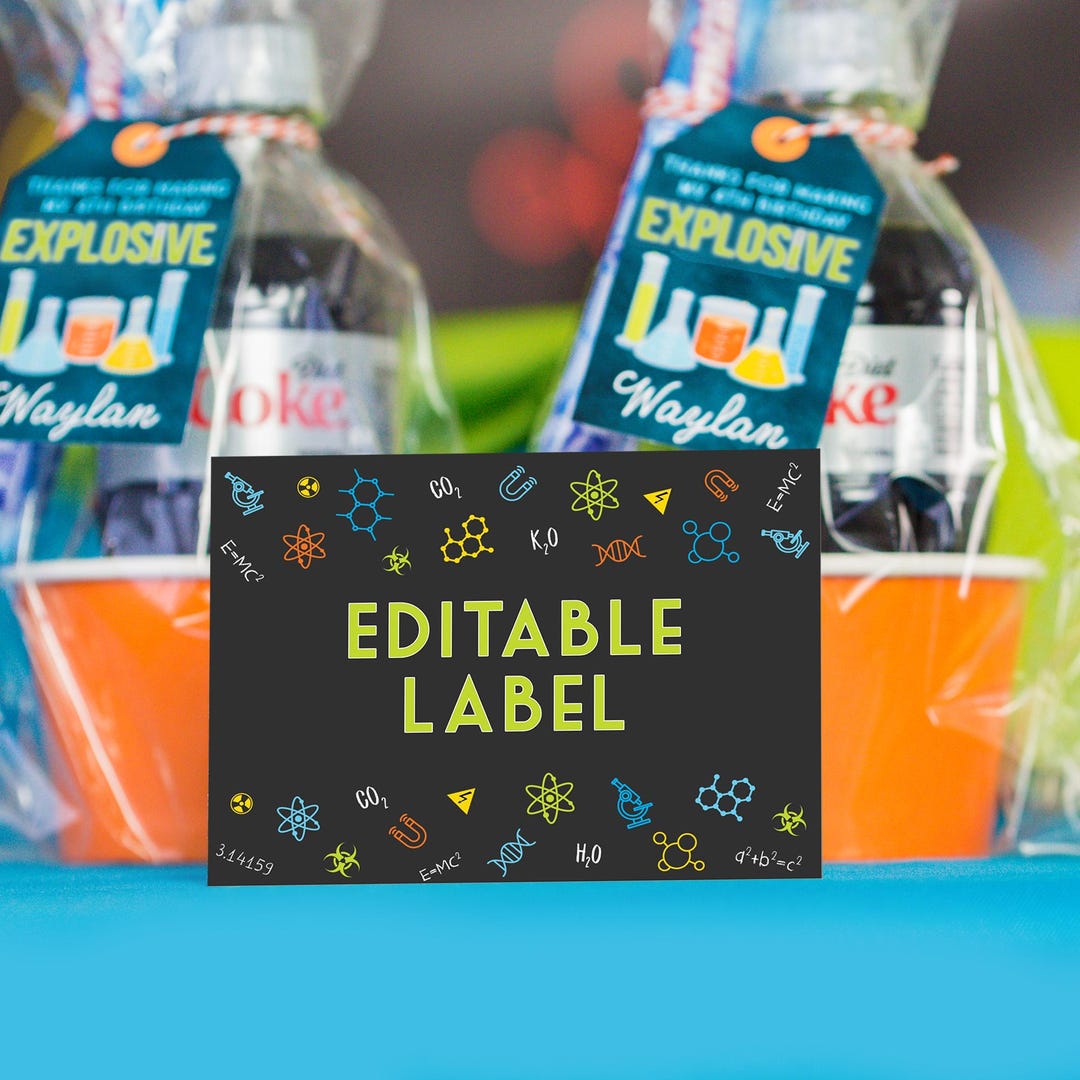 Science Party Food Labels in Blue - Science Buffet Table Signs ...