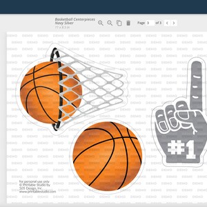 Basketball Centerpieces in Navy Silver - Printable Basketball Birthday ...