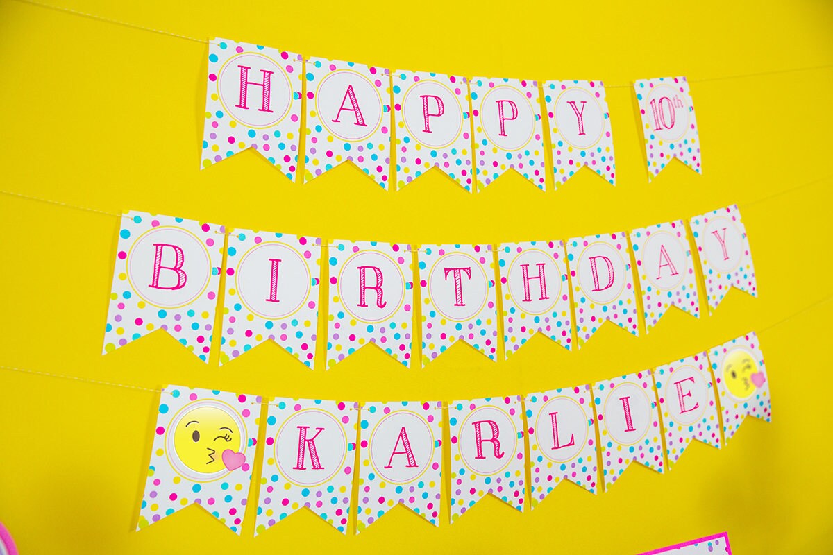 Emoji Birthday Banner - Instant Download Happy Birthday Emoji Banner ...