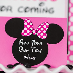 Pink Minnie Mouse Food Labels INSTANT DOWNLOAD - Bright Pink Minnie ...