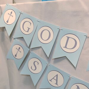God Bless Banner - Light Blue Silver First Communion Banner - Boys ...