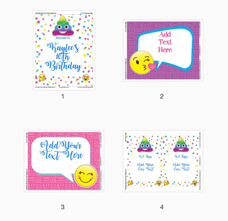 Emoji Party Pooper Signs INSTANT DOWNLOAD Party Pooper Emoji | Etsy