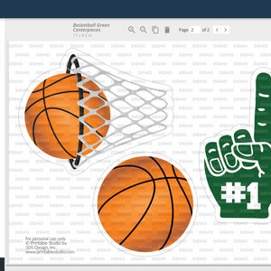 Editable Basketball Centerpieces in Green Printable Basketball Birthday ...