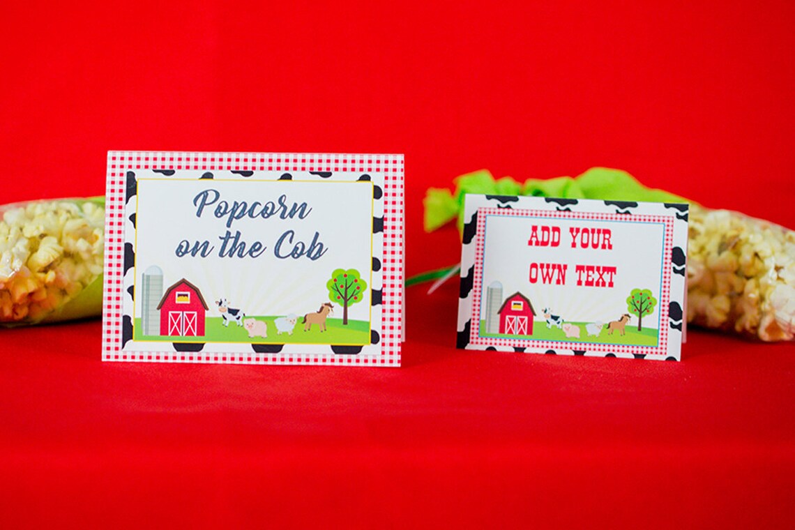 Farm Party Food Labels Instant Download Farm Food Labels - Etsy
