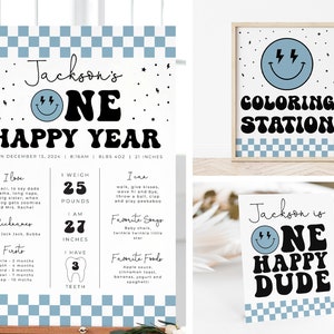 ONE Happy Dude Party Decorations in Blue Happy Dude Party HUGE ...