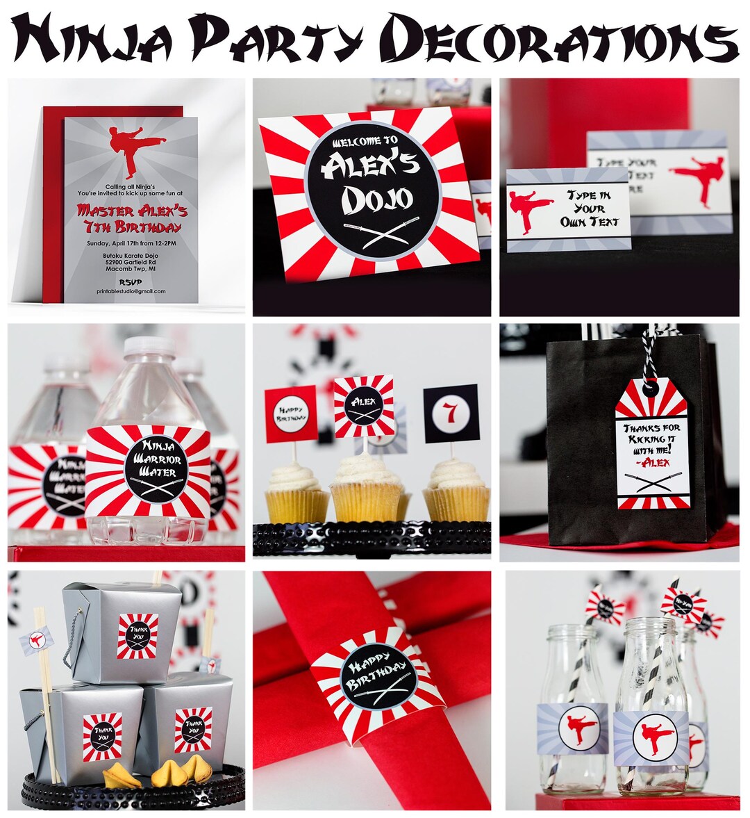 Ninja Birthday Party Decorations - Karate Party Decorations - Printable ...