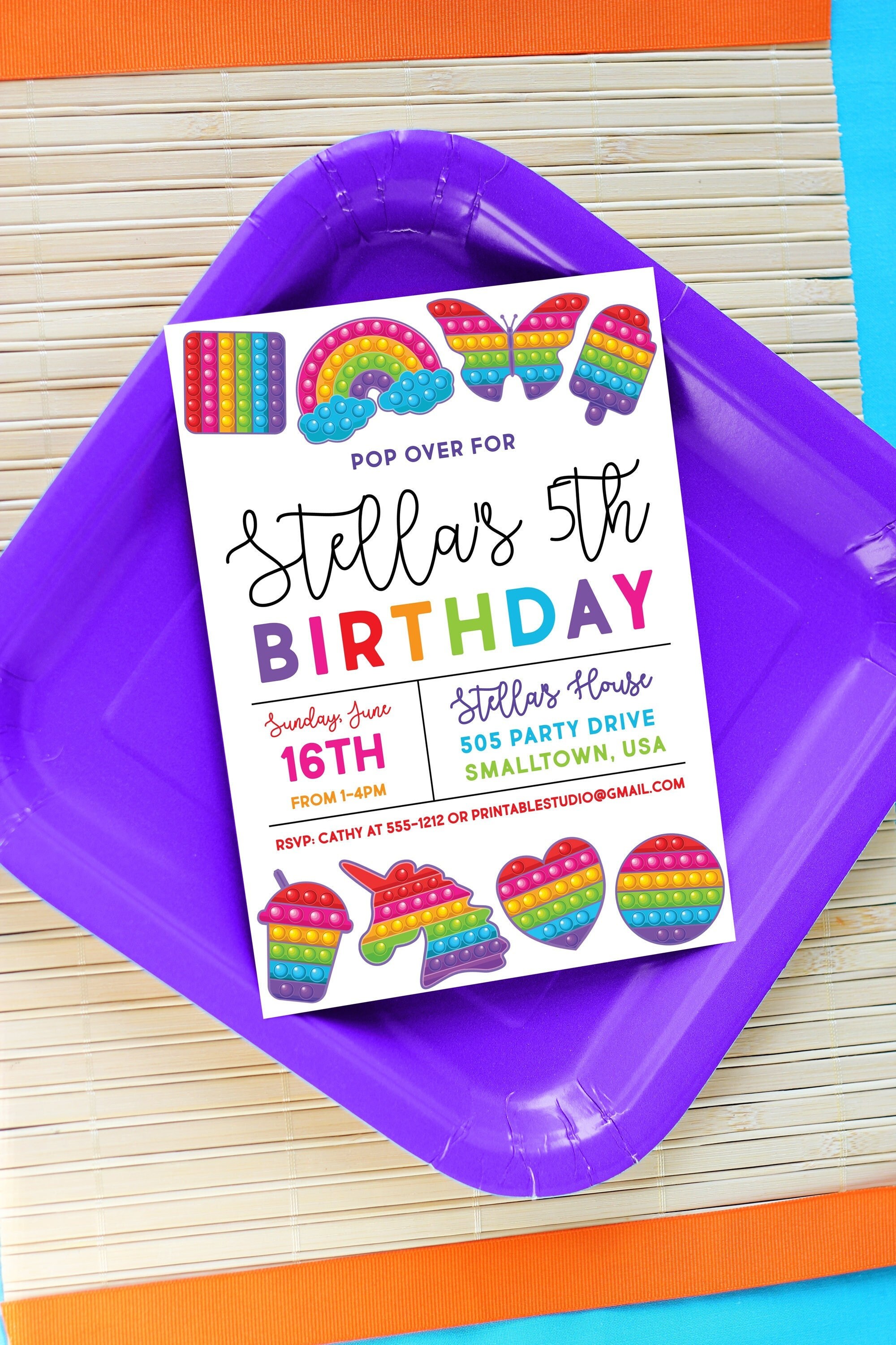 Pop It Invitation Pop It Birthday Invitation Pop It Party | Etsy