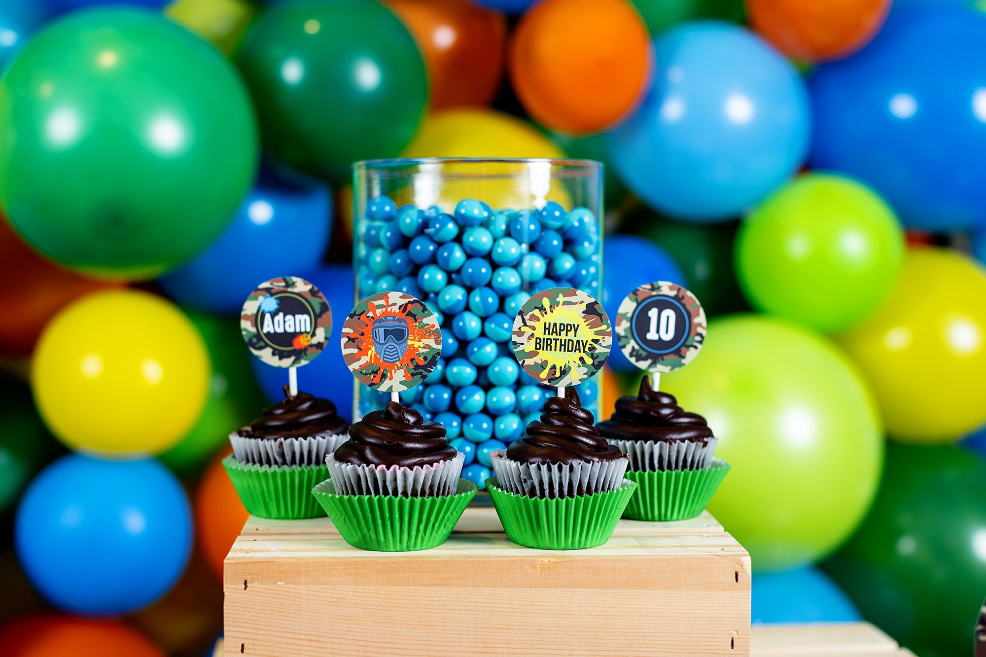 Paintball Cupcake Toppers Printable Paintball Party Cupcakes | Etsy