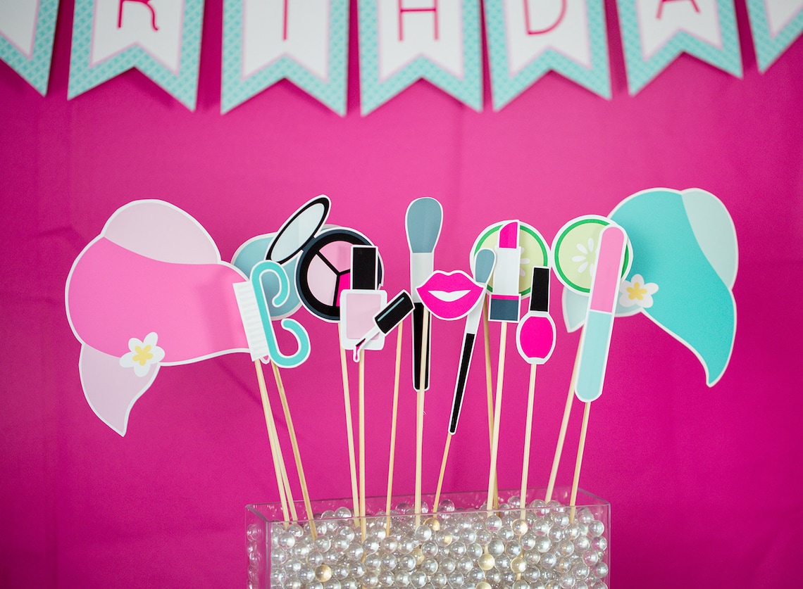 Spa Party Photo Booth Props and Sign - Instant Download Spa Party Photo ...