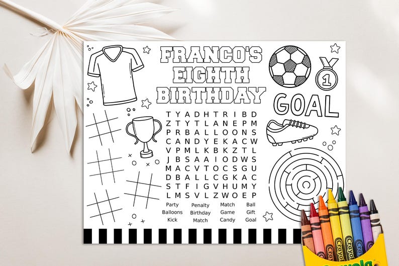 Soccer Birthday Coloring Page Soccer Placemat Soccer Activity Page ...