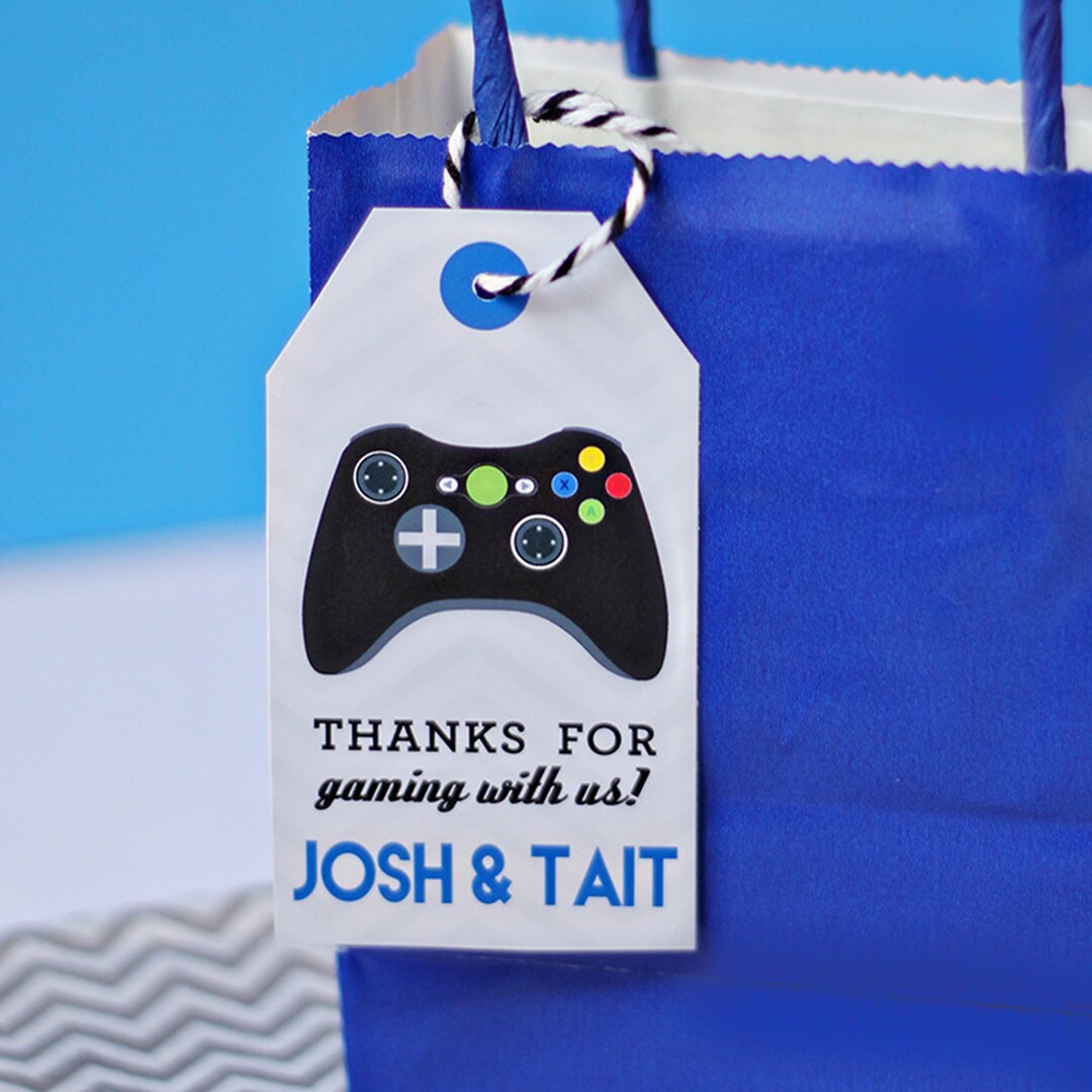Blue Video Game Favor Tag - Gamer Favor Tags - Printable Video Game ...