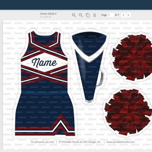 Cheerleading Centerpieces in Maroon Navy Blue Printable Cheer ...