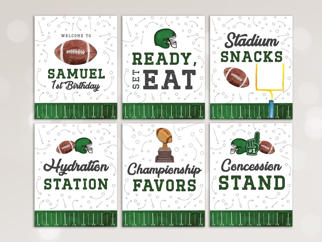 Football Party Sign Bundle, Football Birthday Signs, Set of Football ...