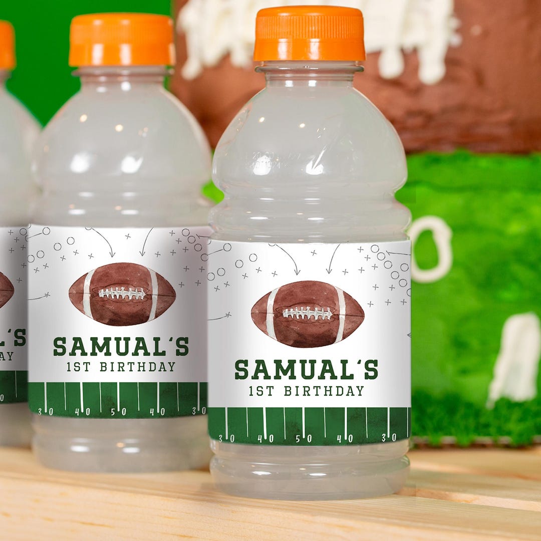 Football Drink Labels, Printable Football Water Labels, Football ...