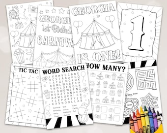 Personalized Circus Theme Activity Sheet| Printable Kids Carnival Party ...