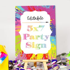 Art Party Sign - Printable Signs for Art Birthday Party - Painting ...