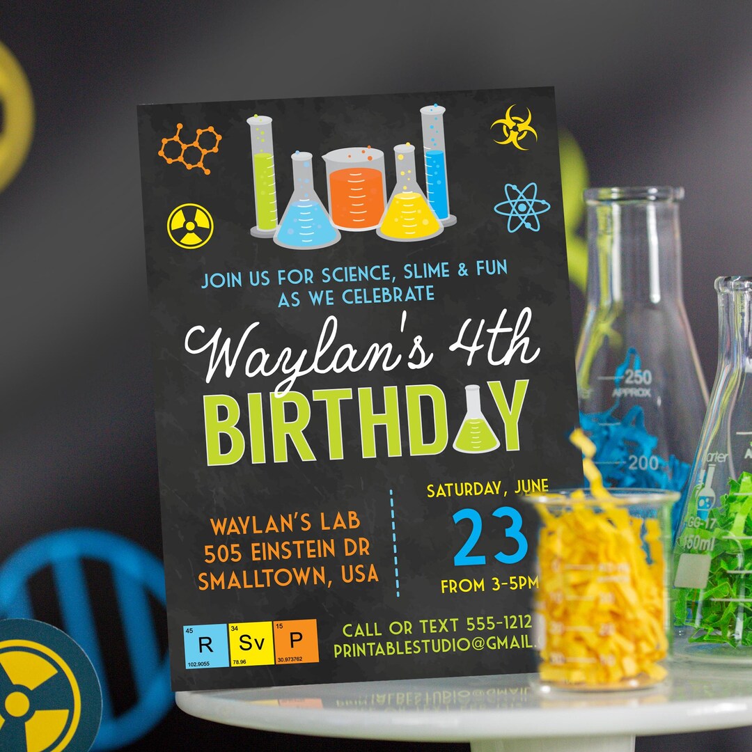 Editable Science Birthday Invitation, Printable Mad Science Birthday ...