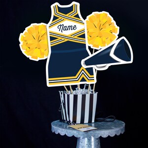 Cheerleading Centerpieces in Navy Yellow Printable Cheer Centerpieces ...
