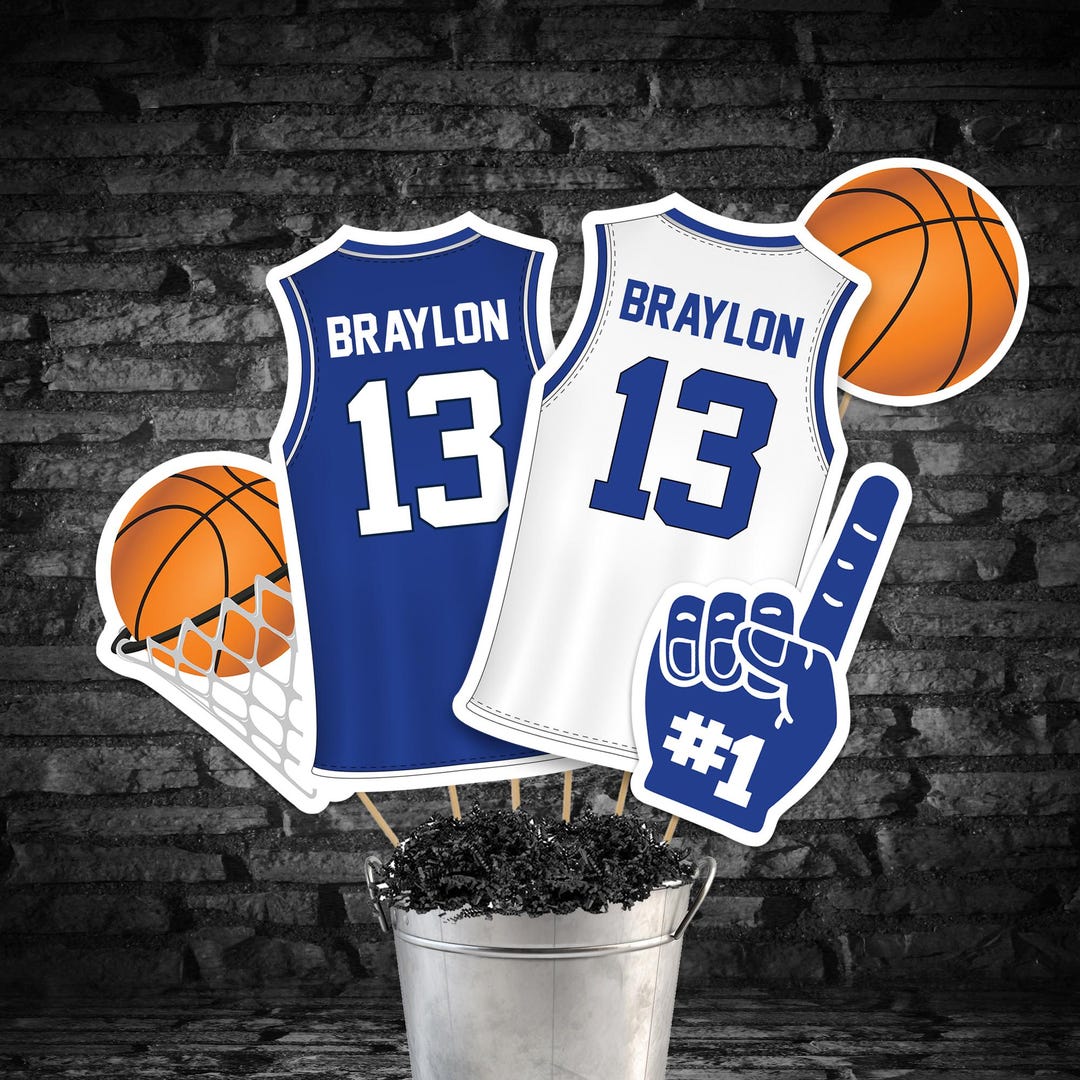 Basketball Centerpieces in Royal Blue, Printable Basketball Birthday ...