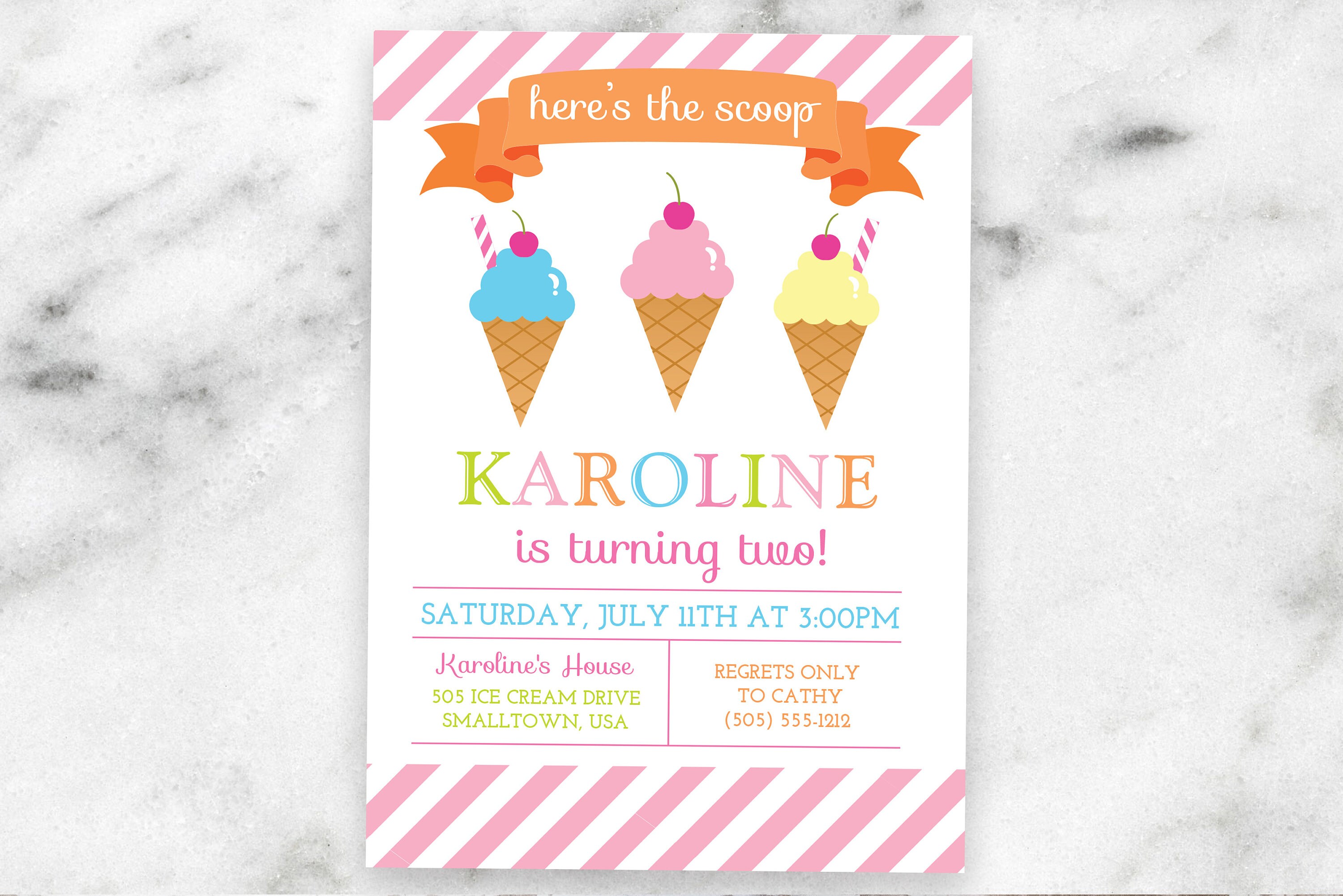 Ice Cream Party Invitation Ice Cream Social Invitations | Etsy
