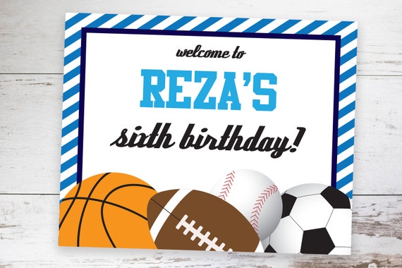 Sports Party Welcome Sign - Printable Welcome Sign for Sports Party ...