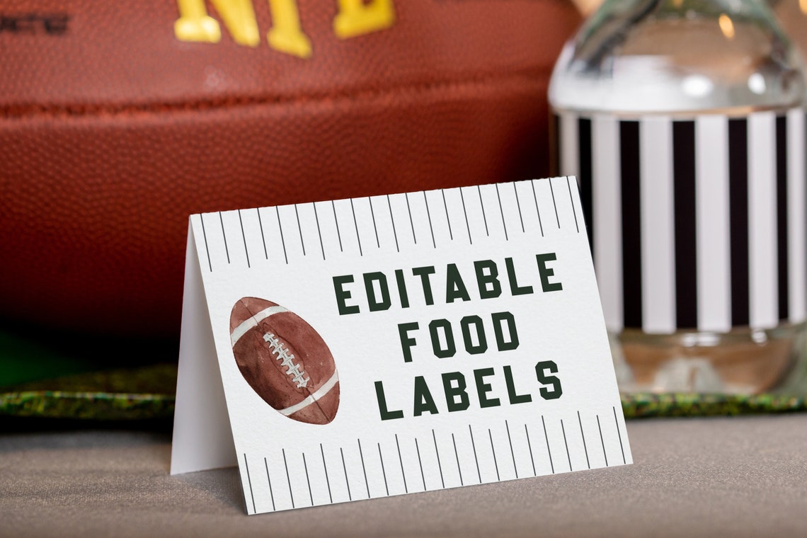 Editable Football Food Labels Printable Football Food Tent Football ...