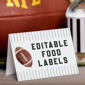Editable Football Food Labels Printable Football Food Tent Football ...
