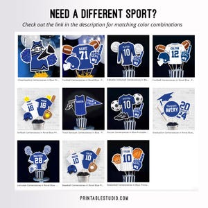 Basketball Centerpieces in Royal Blue, Printable Basketball Birthday ...