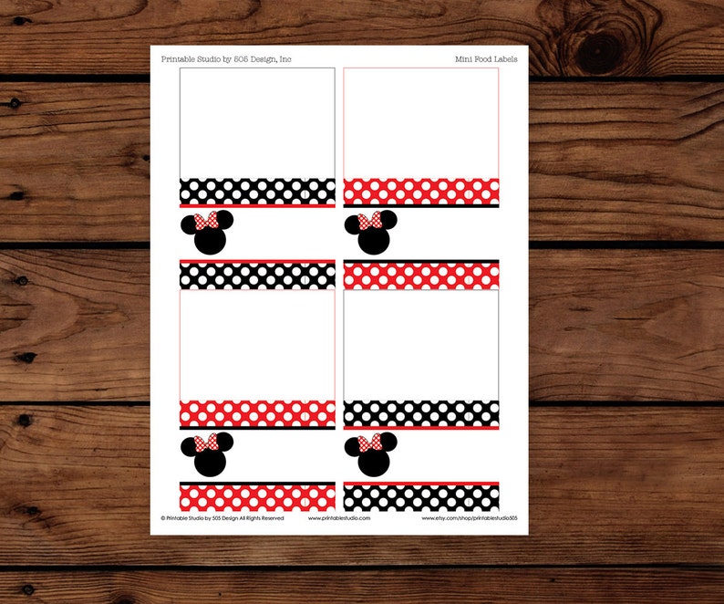 Minnie Mouse Party Food Labels INSTANT DOWNLOAD Red Minnie | Etsy