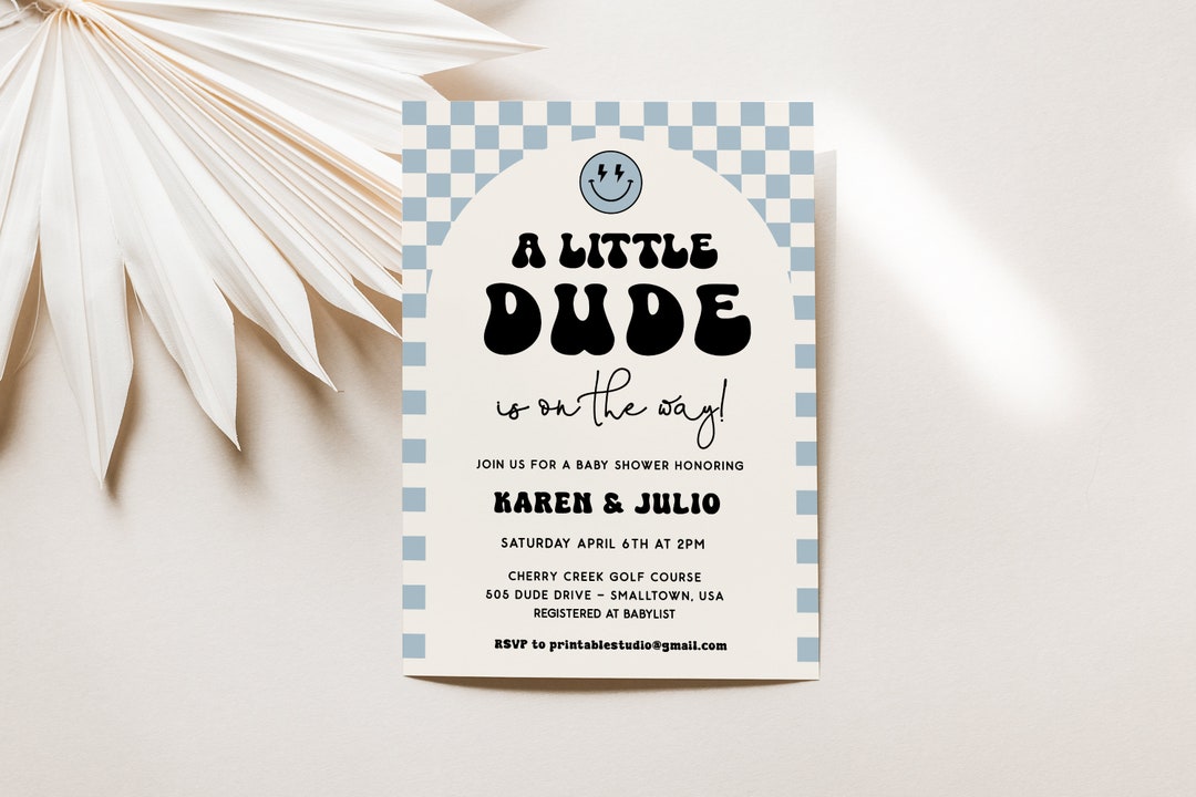 Little Dude Baby Shower Invitation Invitation, Little Dude is on the ...