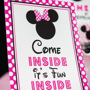 Hot Pink Minnie Mouse Party Signs - Instant Download Bright Pink Minnie ...