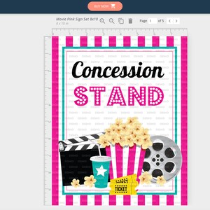 Movie Party Signs - Instant Download Pink Movie Party Signs - Movie ...