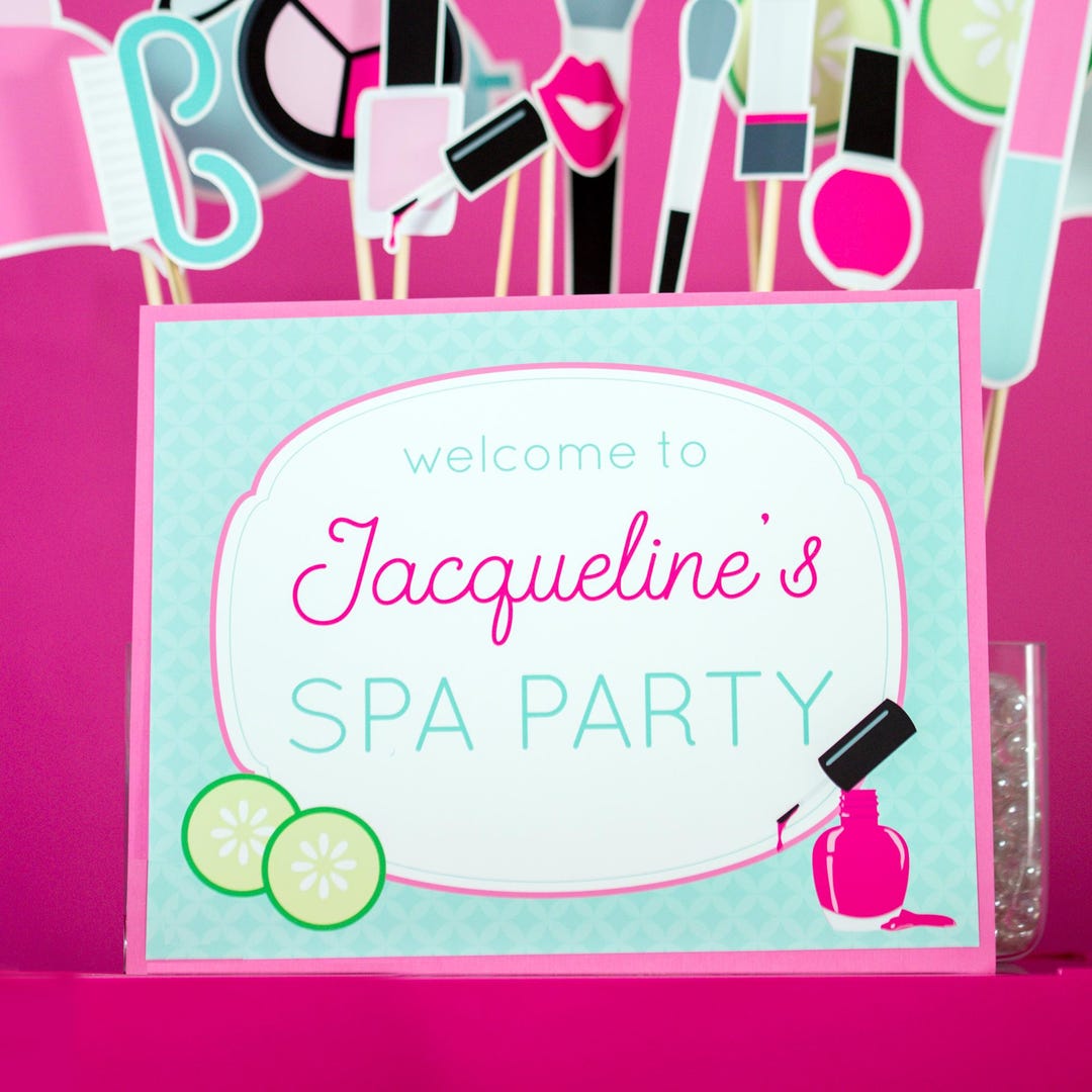 Spa Birthday Party Welcome Sign - Instant Download Spa Welcome Sign ...
