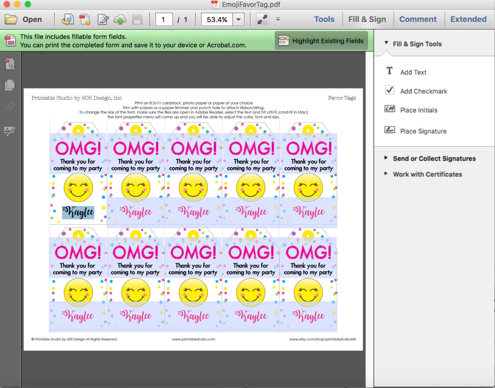 Emoji Favor Tags Printable Emoji Party Favor Tags Emoji | Etsy