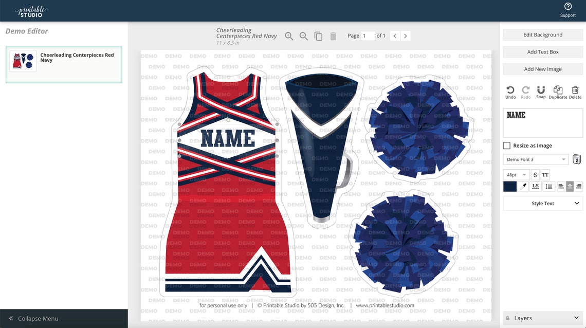 Cheerleading Centerpieces in Red Navy Printable Cheer Centerpieces Red ...