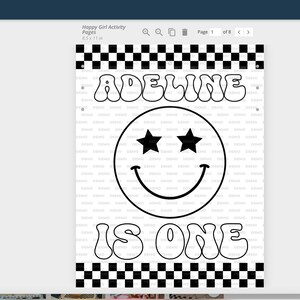 Editable Happy Girl Party Coloring Pages, Smiley Face Activity Pages ...