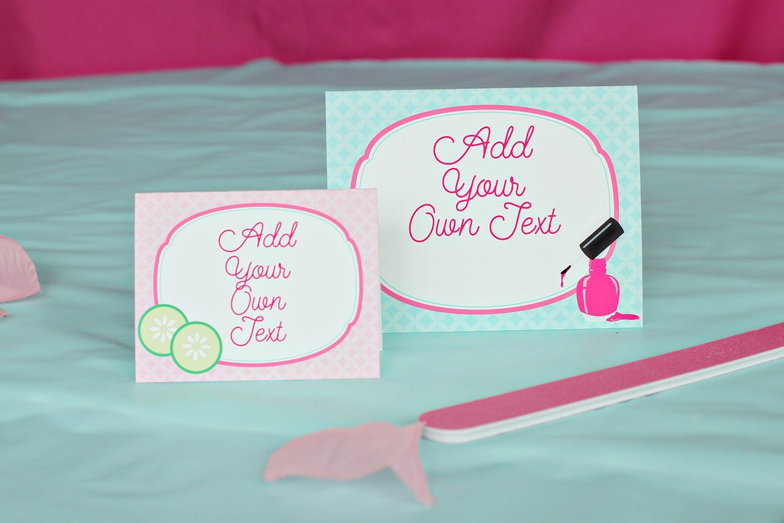 Spa Party Food Labels INSTANT DOWNLOAD Spa Party Signs - Etsy