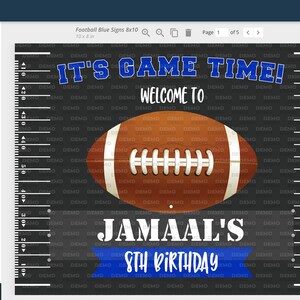 Football Party Signs in Blue Instant Download Football Birthday Party ...