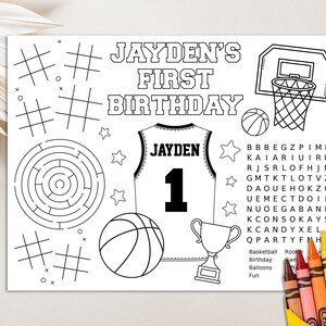 Basketball Coloring Page Basketball Placemat Basketball Activity Page ...