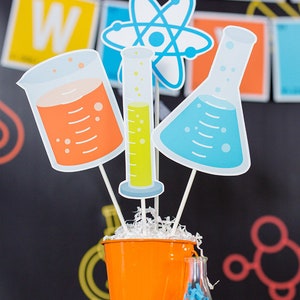 Science Party Centerpieces, Editable Science Lab Table Decorations ...